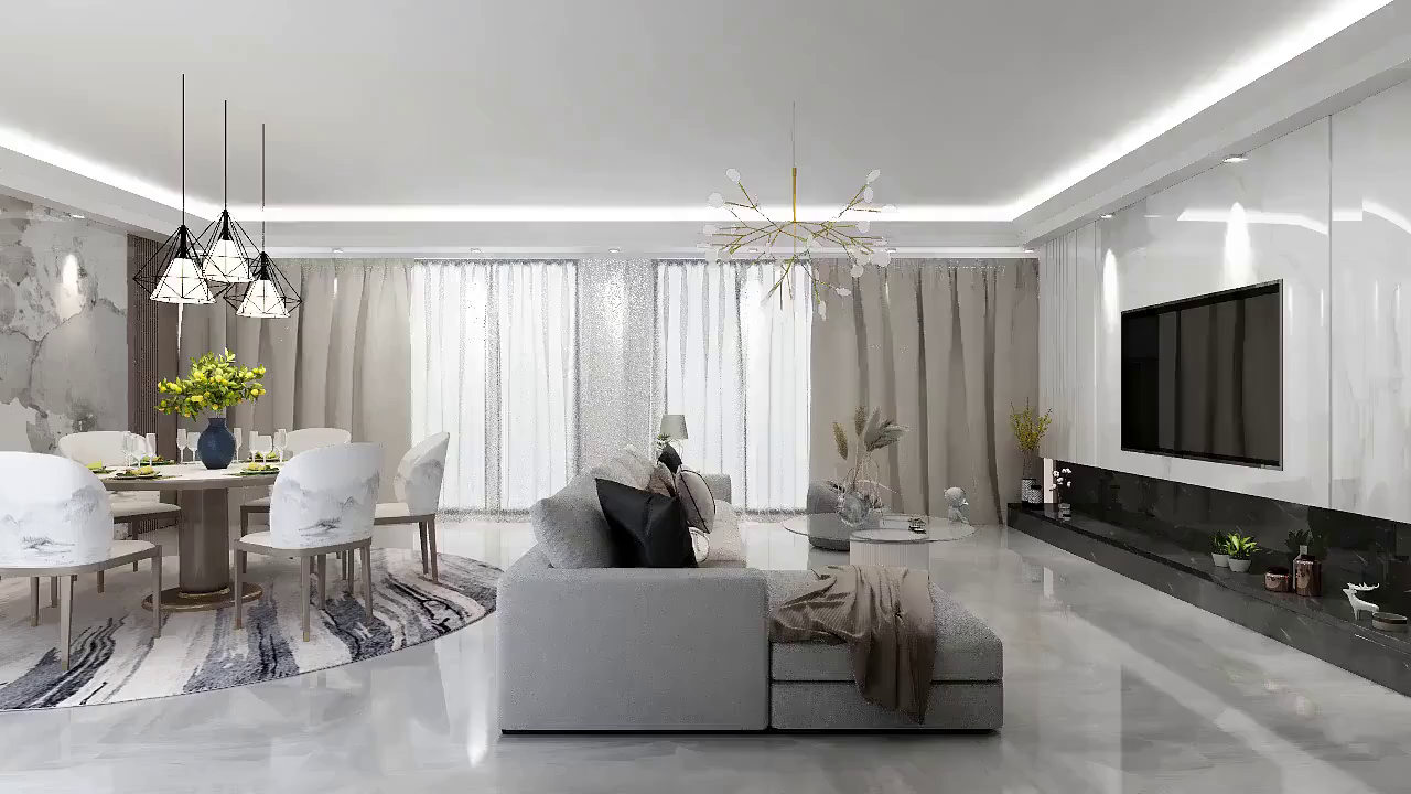 living room with dinning area-Coohom design community